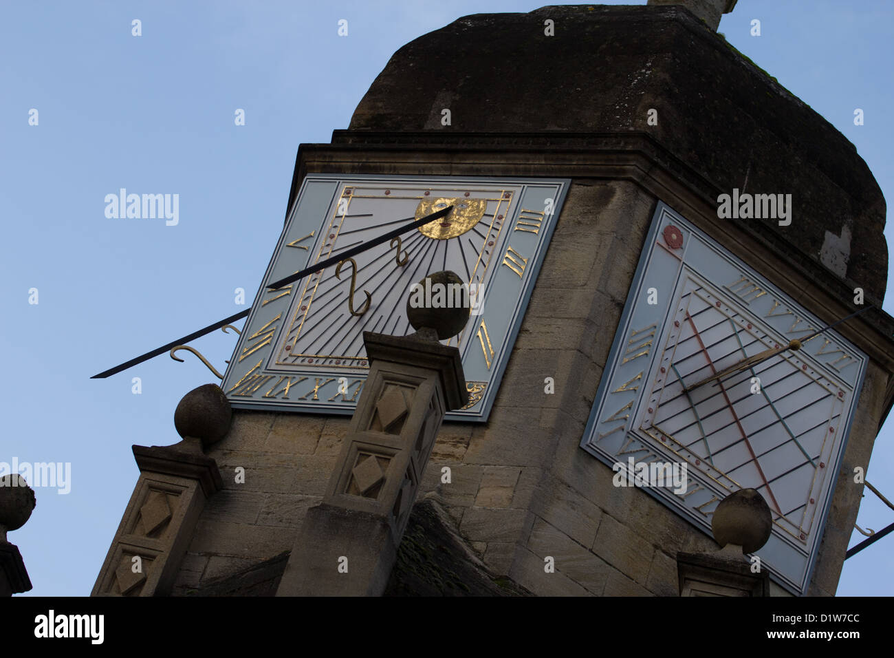 Sundial on a tower Stock Photo - Alamy