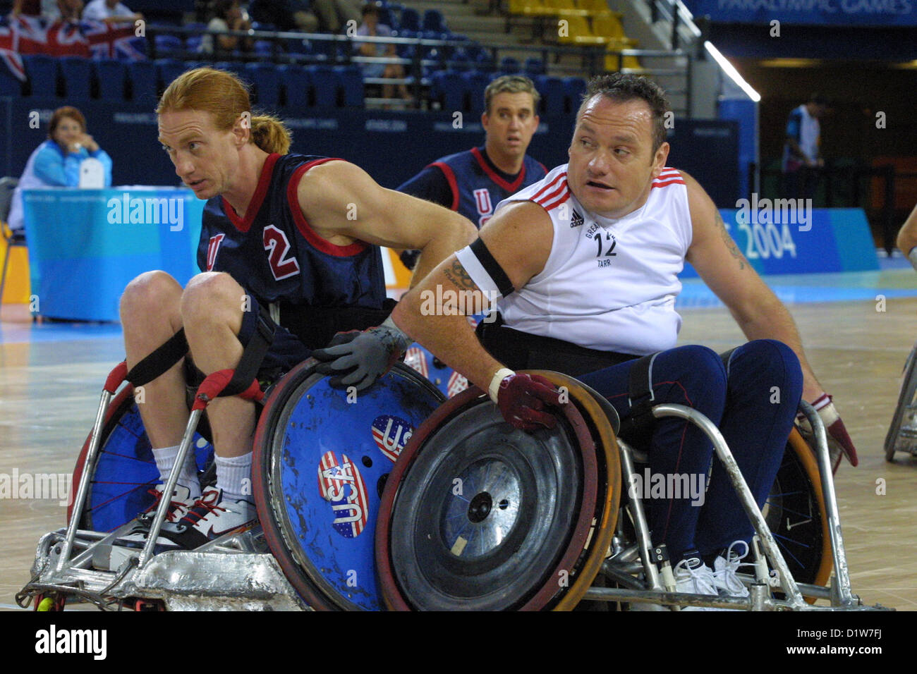 Wheelchair rugby ('Murderball') Britain v USA, Athens Paralympic Games ...