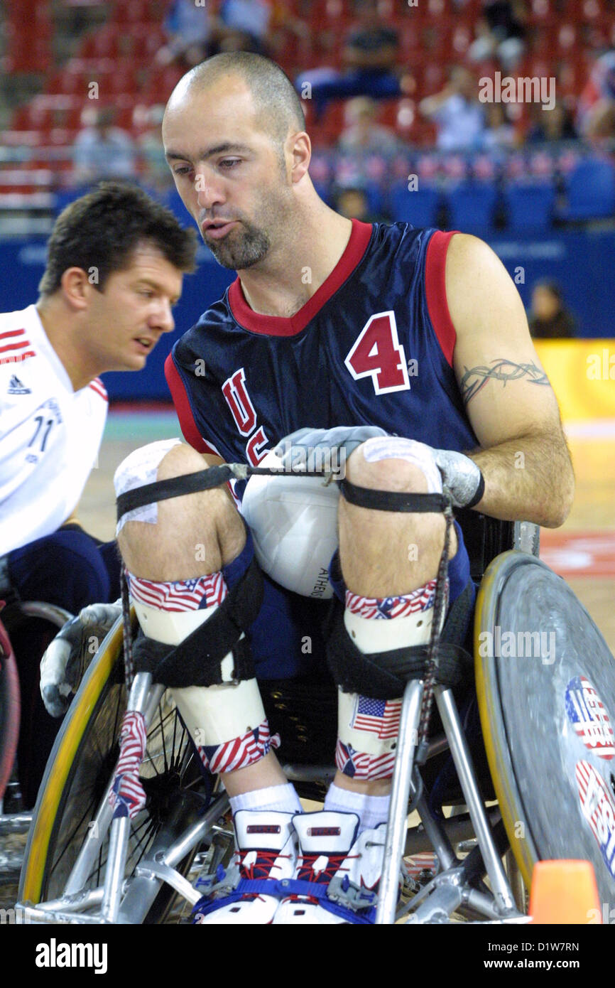 Wheelchair rugby ('Murderball') Britain v USA, Athens Paralympic Games ...
