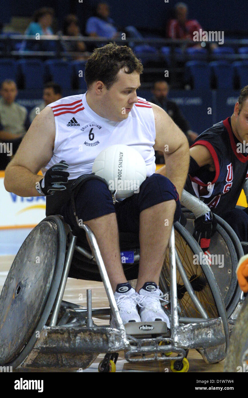 Wheelchair rugby ('Murderball') Britain v USA, Athens Paralympic Games ...