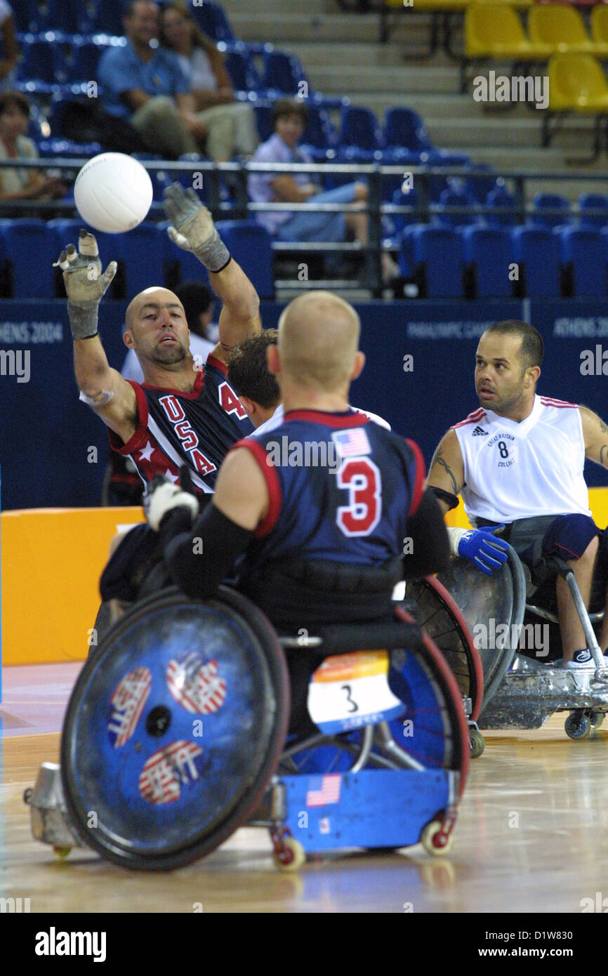 Wheelchair rugby ('Murderball') Britain v USA, Athens Paralympic Games ...