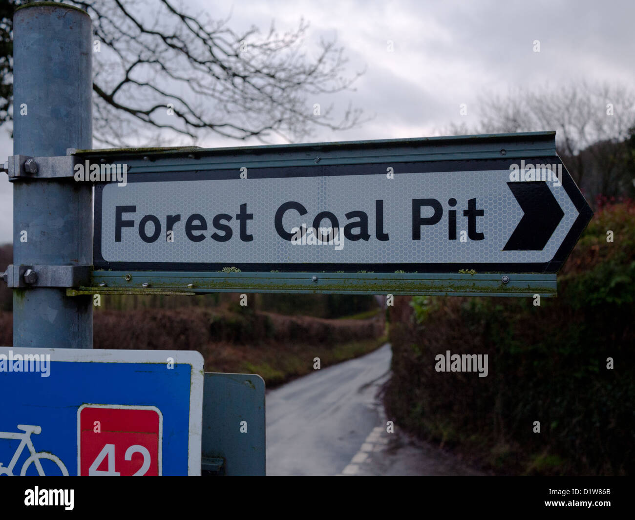Road sign pointing towards Forest Coal Pit, Pantygelli, Abergavenny ...