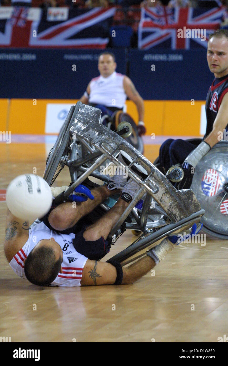Wheelchair rugby ('Murderball') Britain v USA, Athens Paralympic Games ...