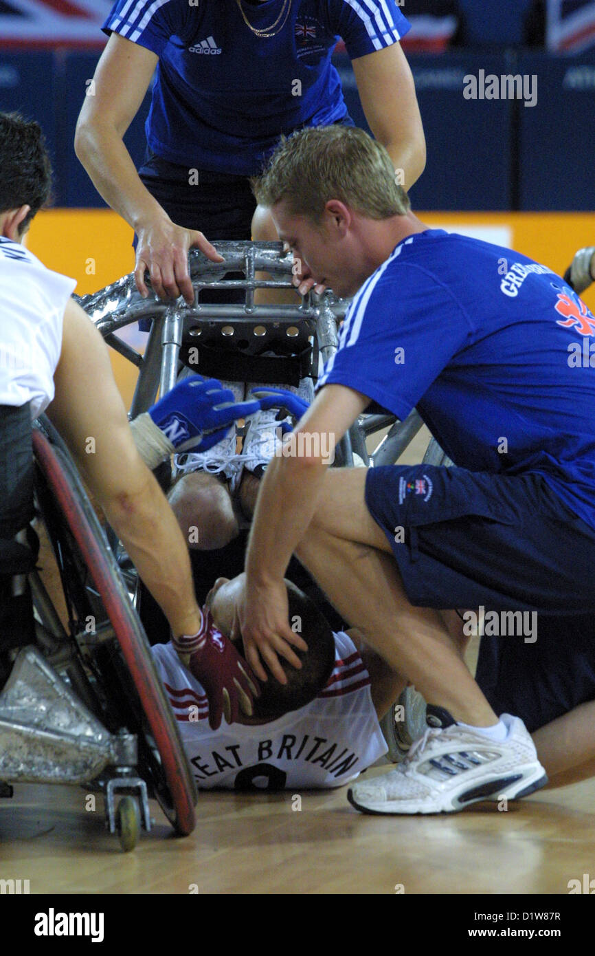 Wheelchair rugby ('Murderball') Britain v USA, Athens Paralympic Games ...