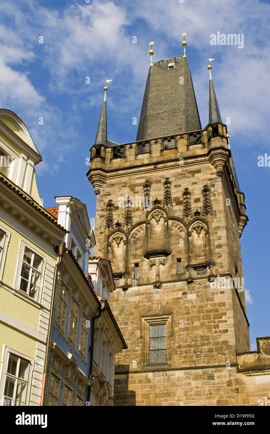 gothic tower of charles bridge - Prague Stock Photo - Alamy