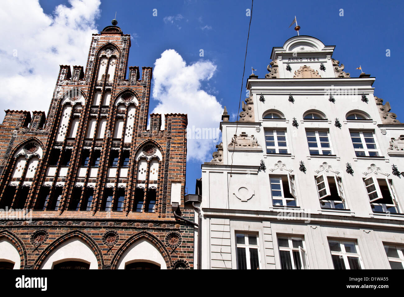 Facade of hanseatic buildings in Rostock, Germany Stock Photo - Alamy