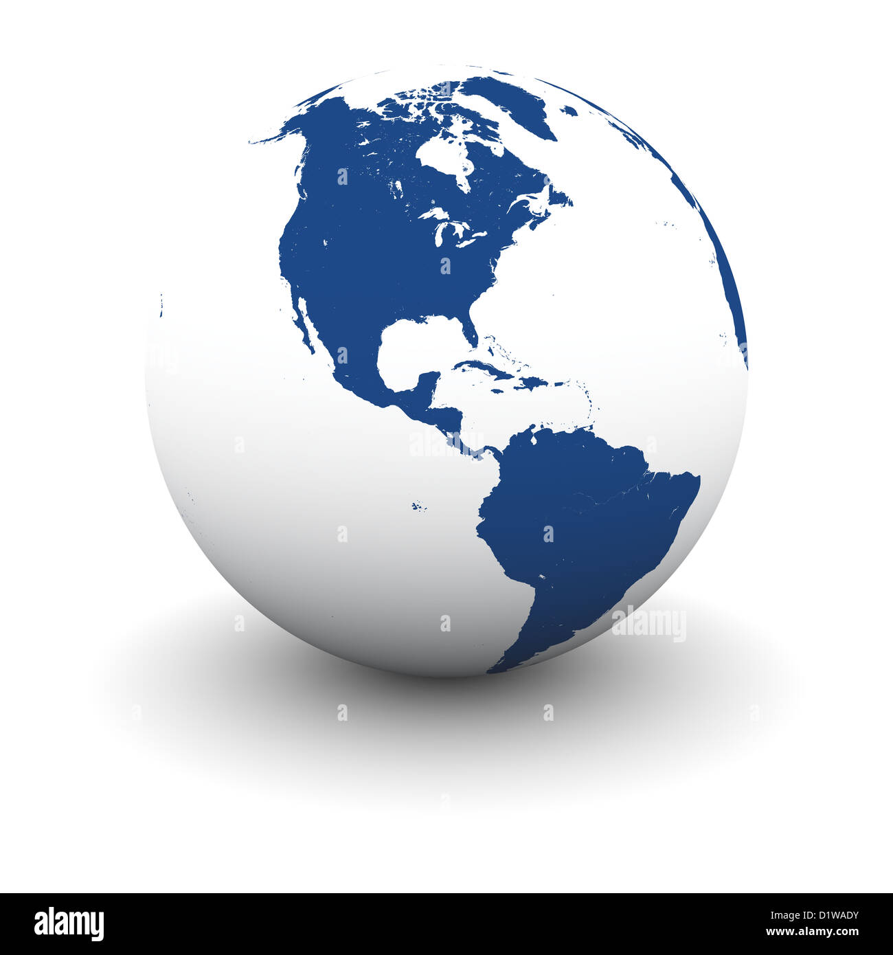American continent on model of Earth isolated on white background ...