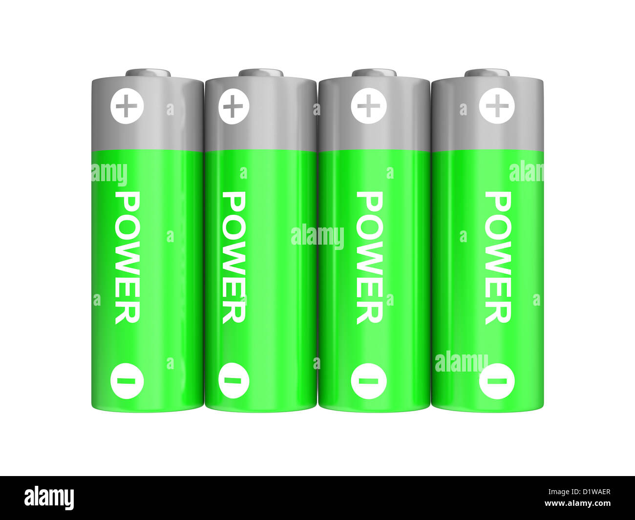 Set of green power batteries isolated on white background Stock Photo ...