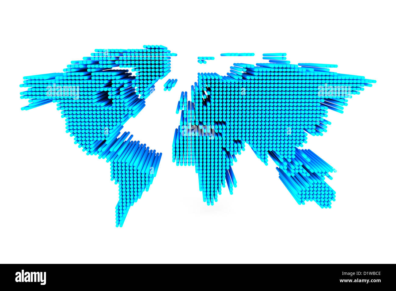 3d render illustration of abstract world map made of cylinders Stock ...
