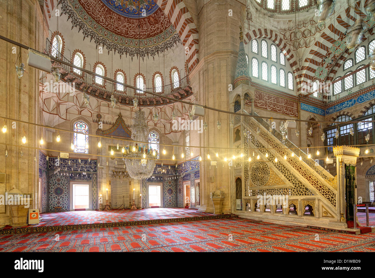 mihrab and minbar, Mosque of Sultan Selim, Edirne, Turkey Stock Photo ...