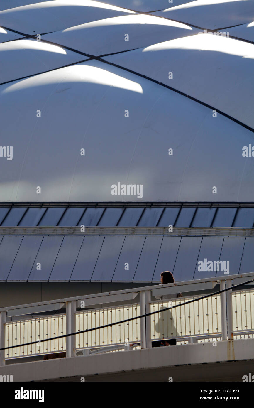 Tokyo Dome baseball stadium and a footbridge Bunkyo Tokyo Japan Stock ...