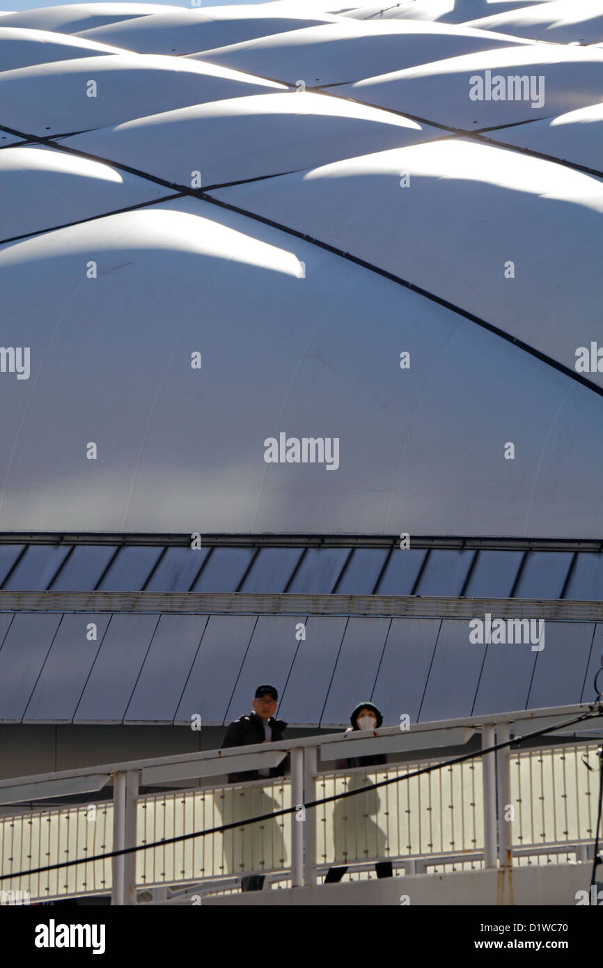 Tokyo Dome baseball stadium and a footbridge Bunkyo Tokyo Japan Stock ...