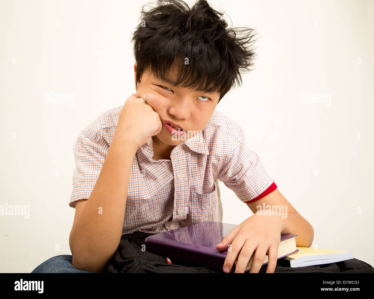 a stress out kid from studying Stock Photo - Alamy