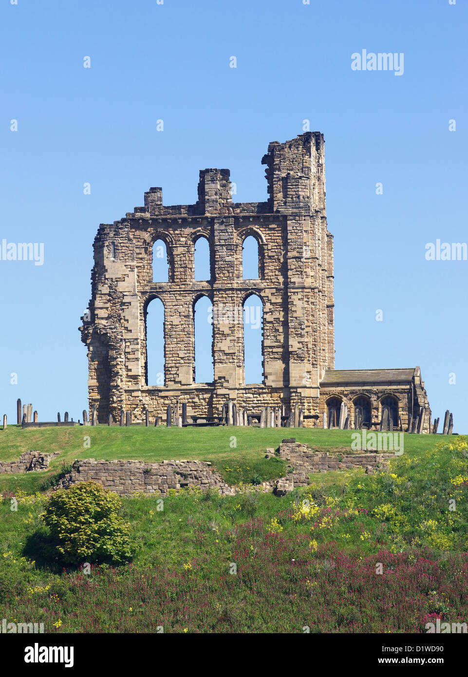 Tynemouth Castle and Priory on the coast of North East England was once ...