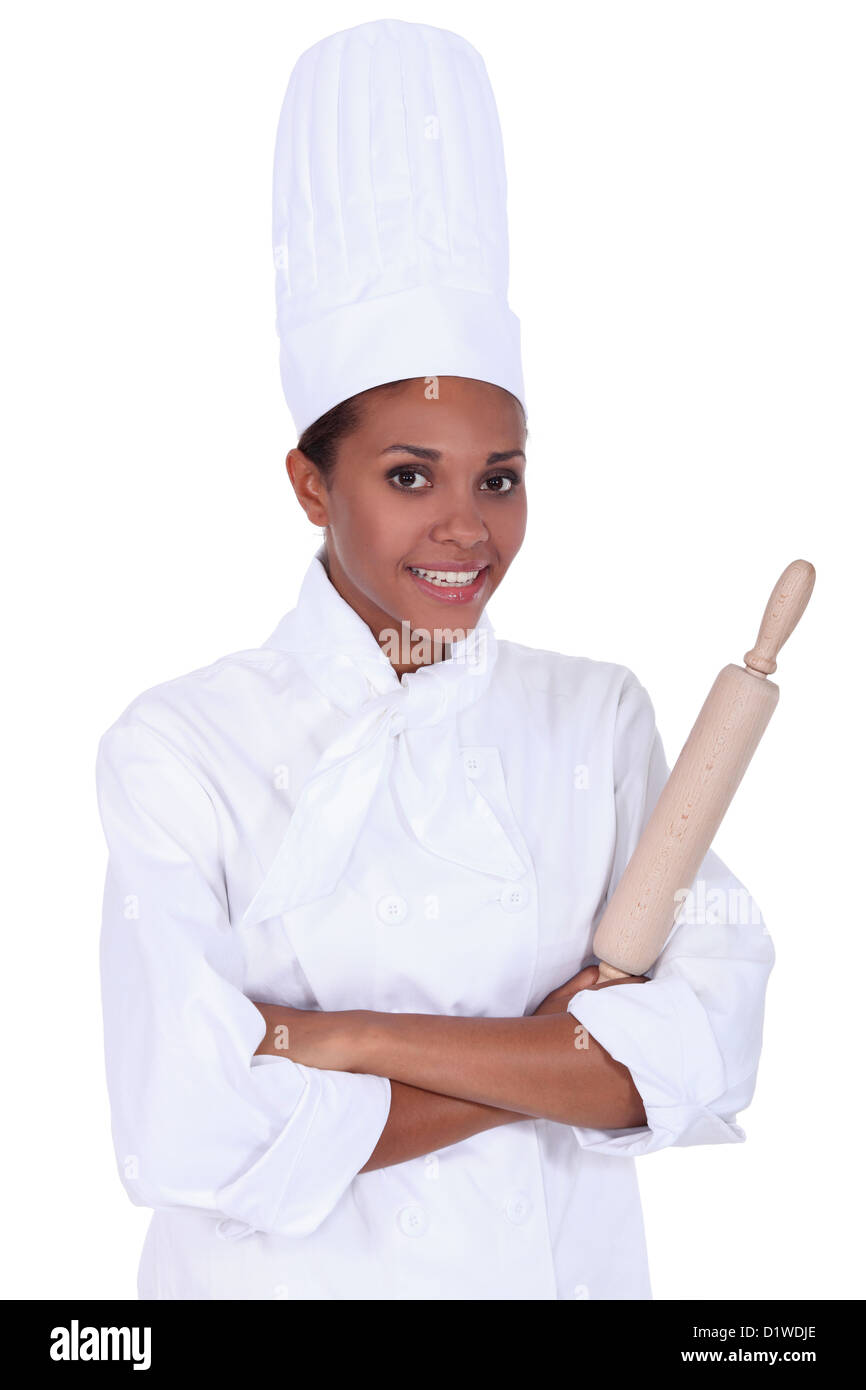 Cook with roller pin Stock Photo - Alamy