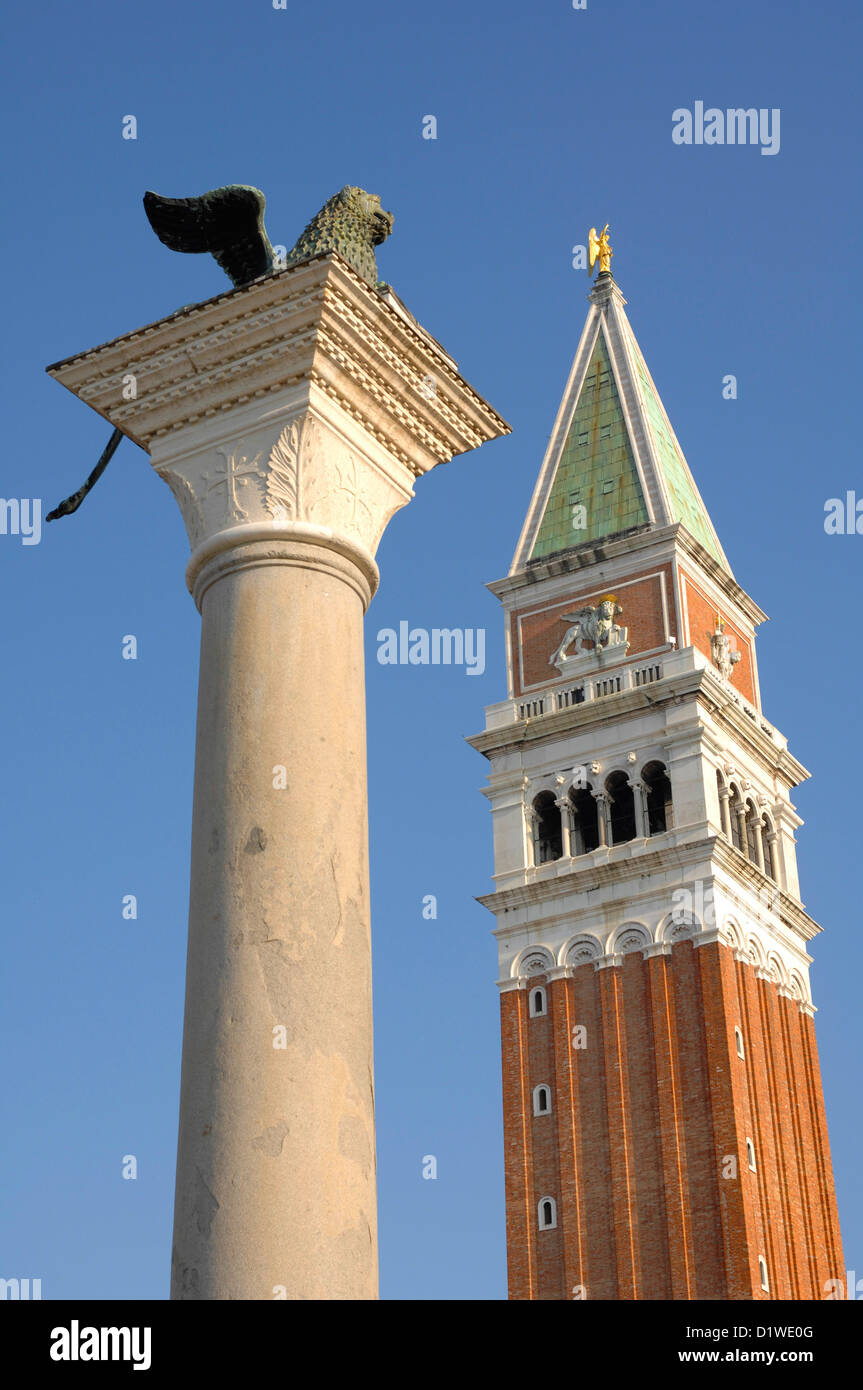 Saint Mark's Bell Tower and Winged Lion, Venice, Italy Stock Photo - Alamy