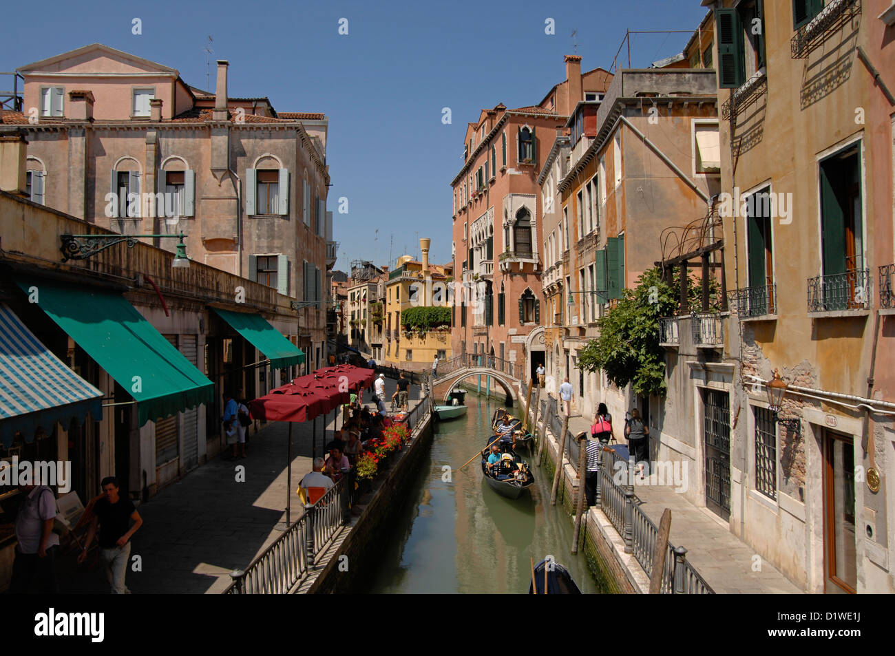 Canal and street view, Venice, Italy Stock Photo - Alamy