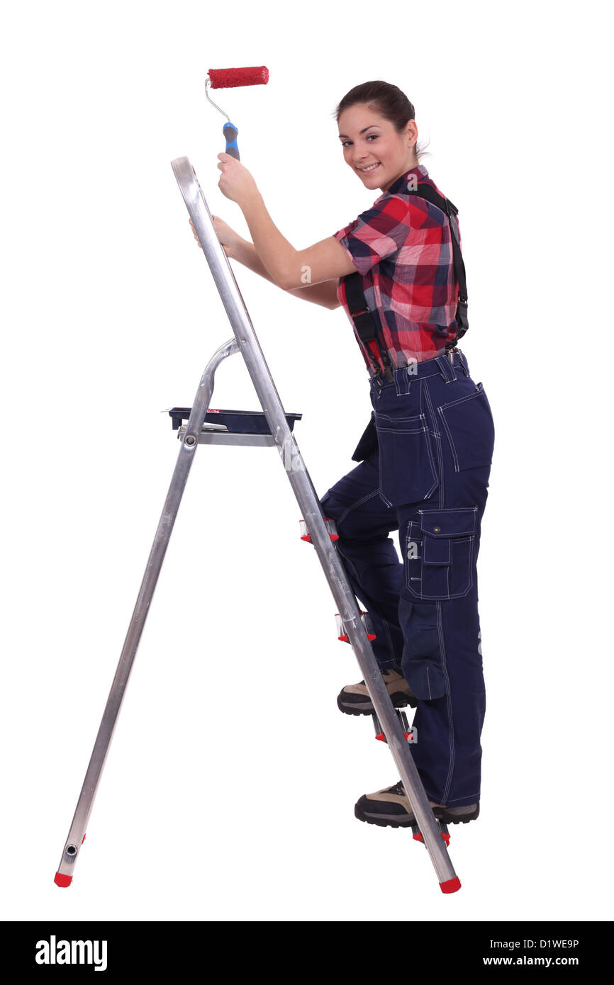 Maintenance ladder paint roller Cut Out Stock Images & Pictures - Alamy