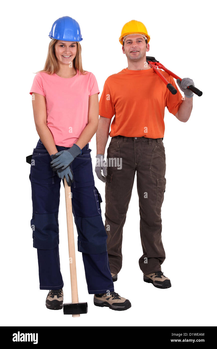 A couple of handyman Stock Photo - Alamy