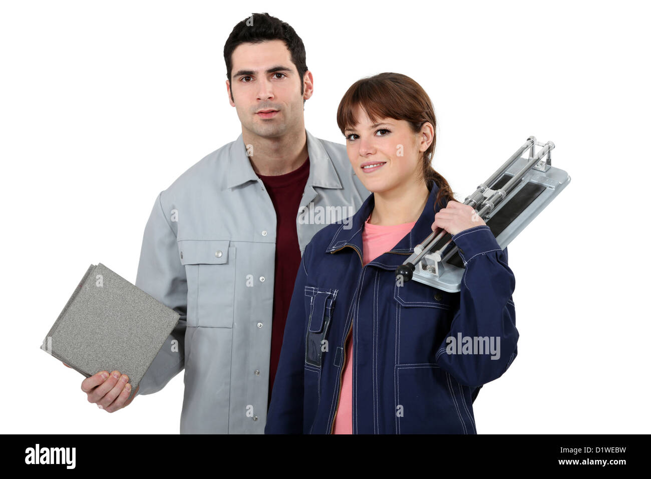 Woman tiling floor hi-res stock photography and images - Alamy