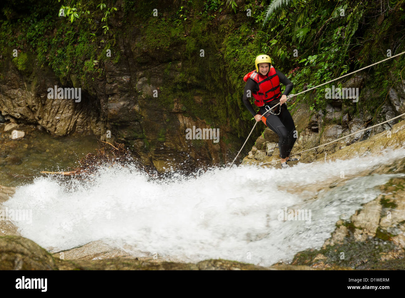 Rappelling waterfall woman hi-res stock photography and images - Alamy
