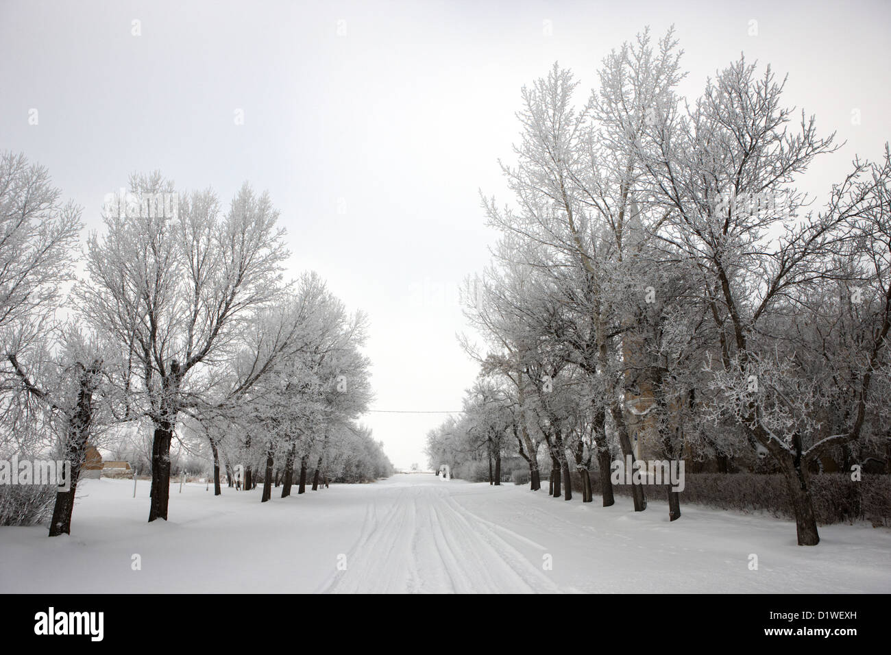 snow covered street in small rural farming community village Forget ...