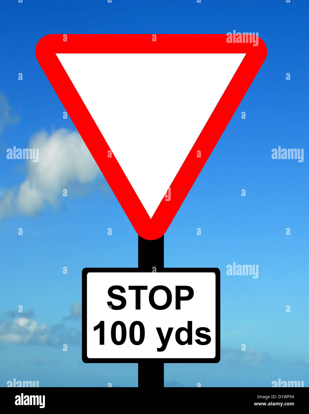 Warning triangle Distance to STOP Sign ahead Stock Photo - Alamy