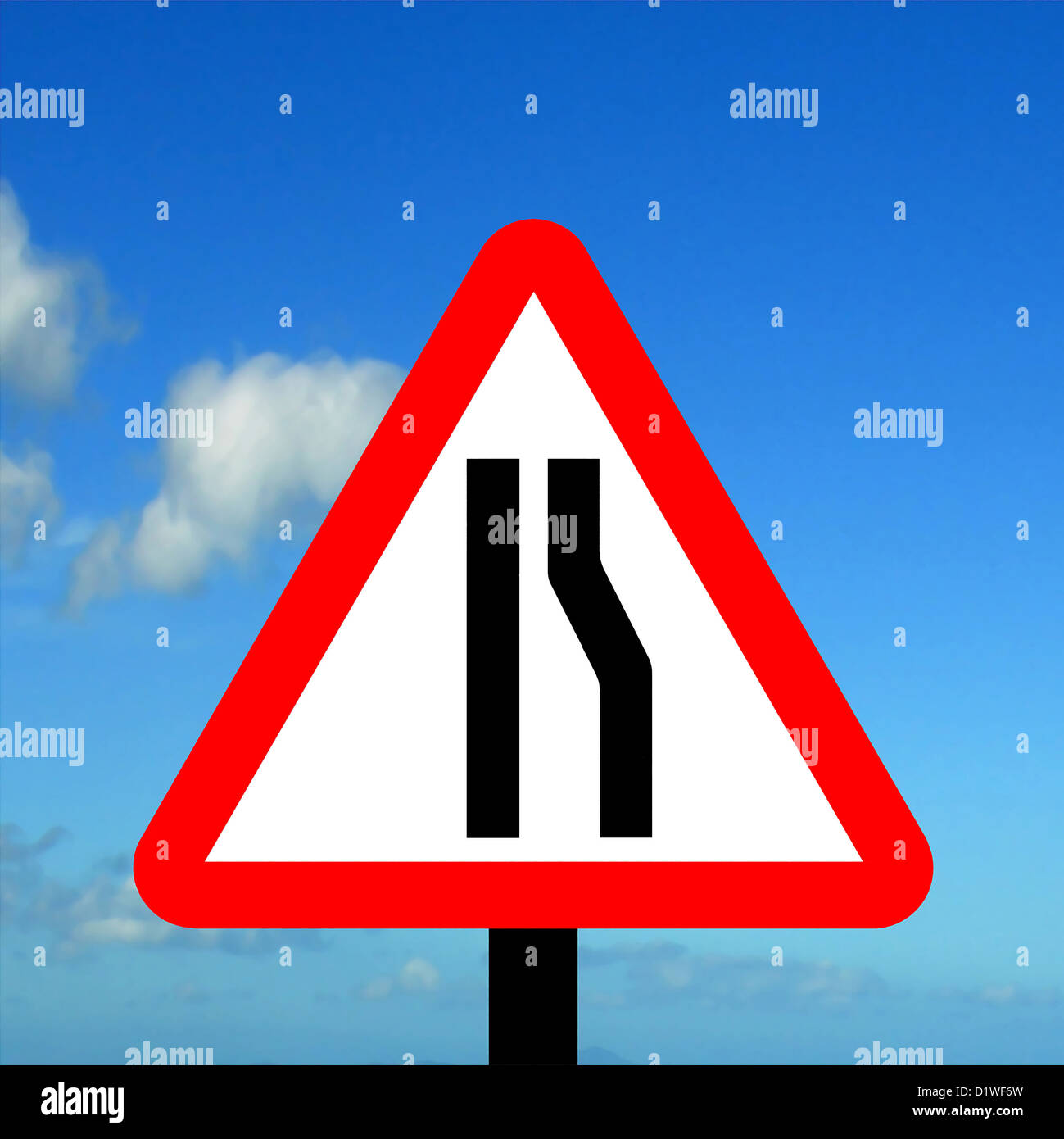 Road narrows on right sign hi-res stock photography and images - Alamy