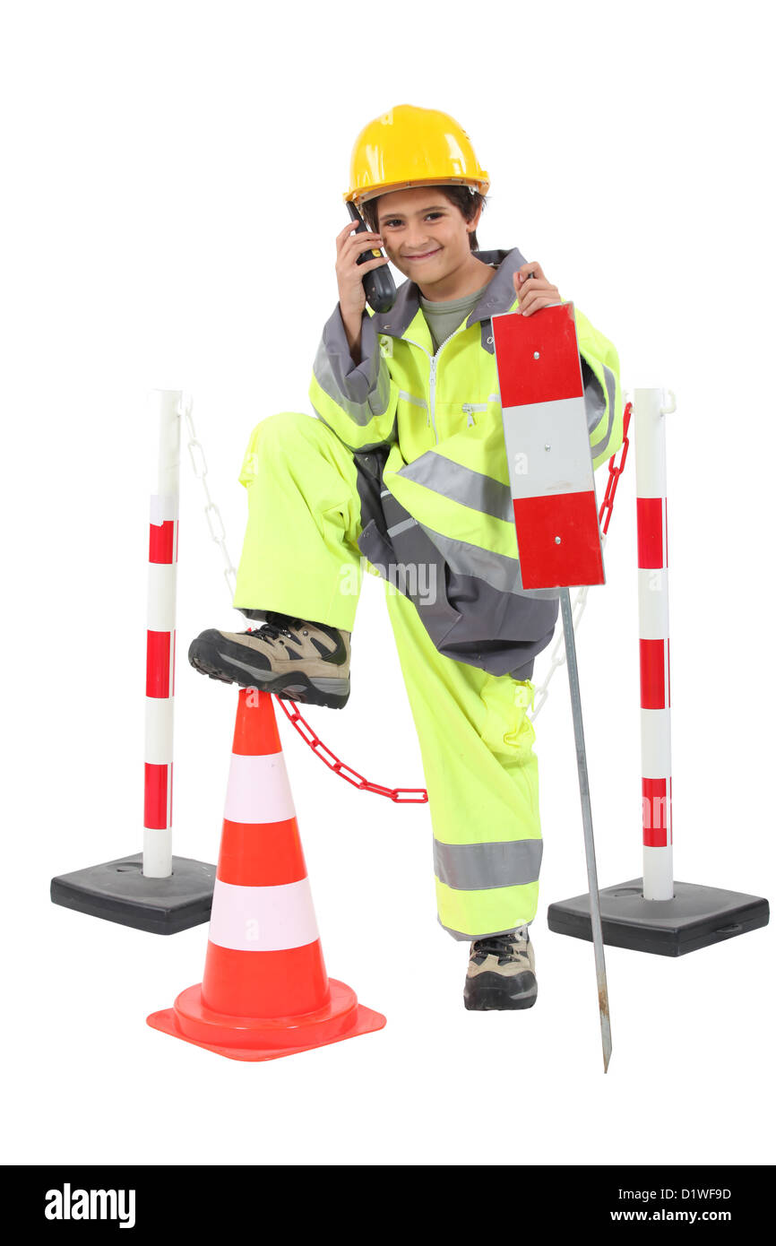 Advertisment for civil engineering with child Stock Photo - Alamy