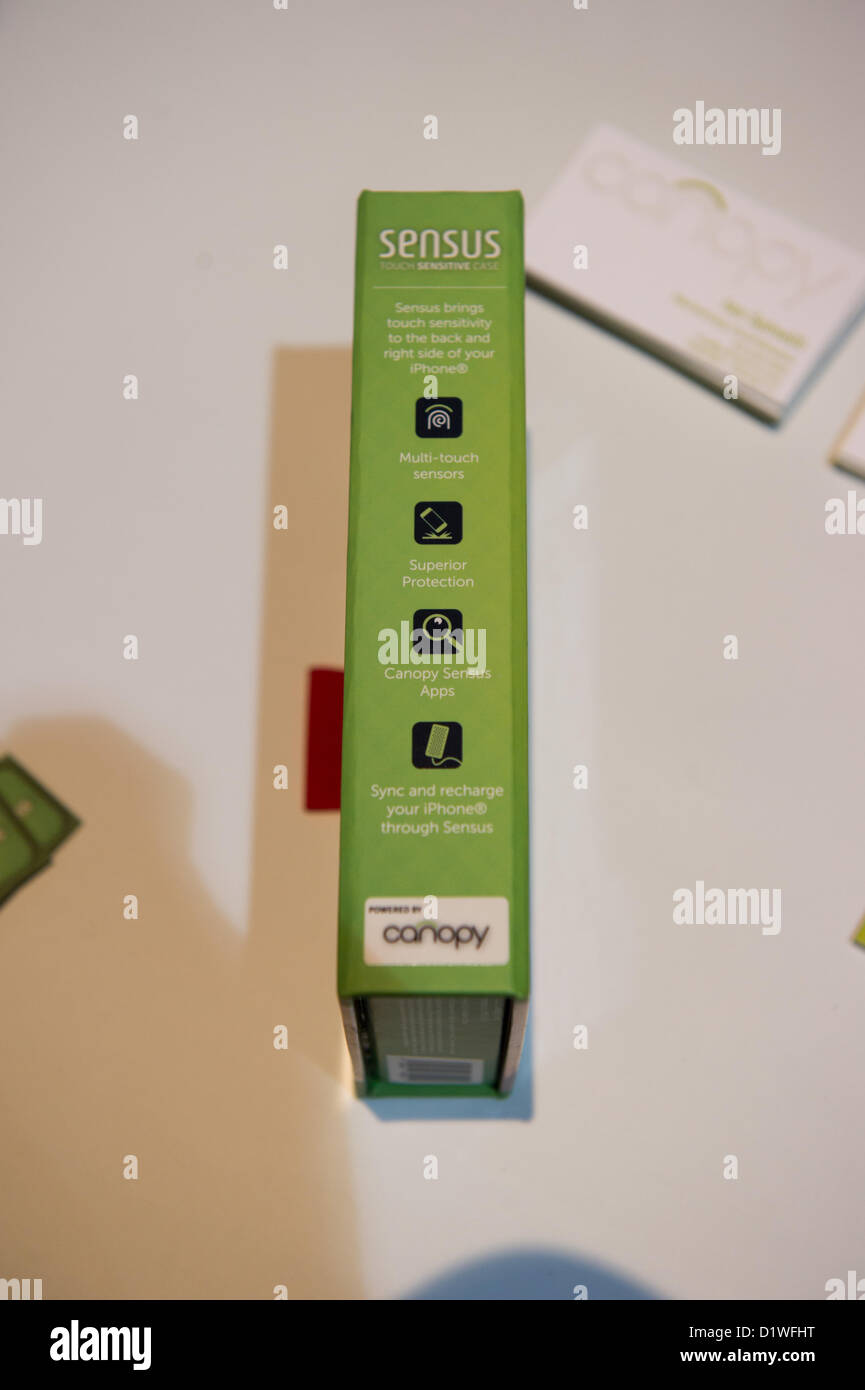 Las Vegas, US - 2013-01-06. Retail box side of Canopy's Sensus touch ...