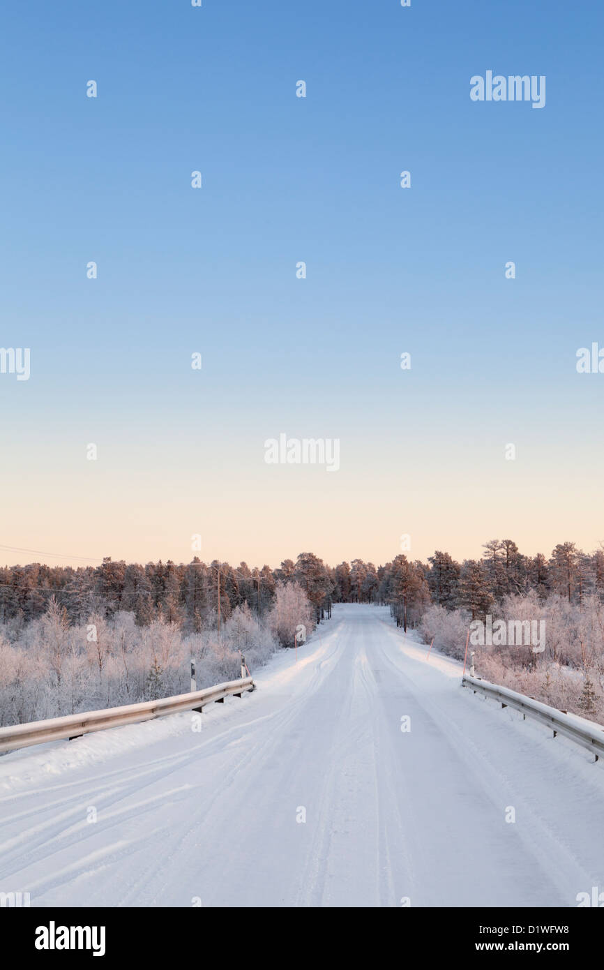Frozen road in Lapland, Finland Stock Photo - Alamy