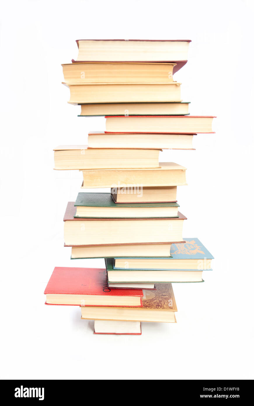 Book heap isolated on white Stock Photo - Alamy