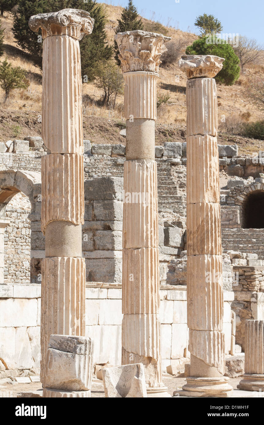 Classical columns in ancient Ephesus, Turkey Stock Photo - Alamy
