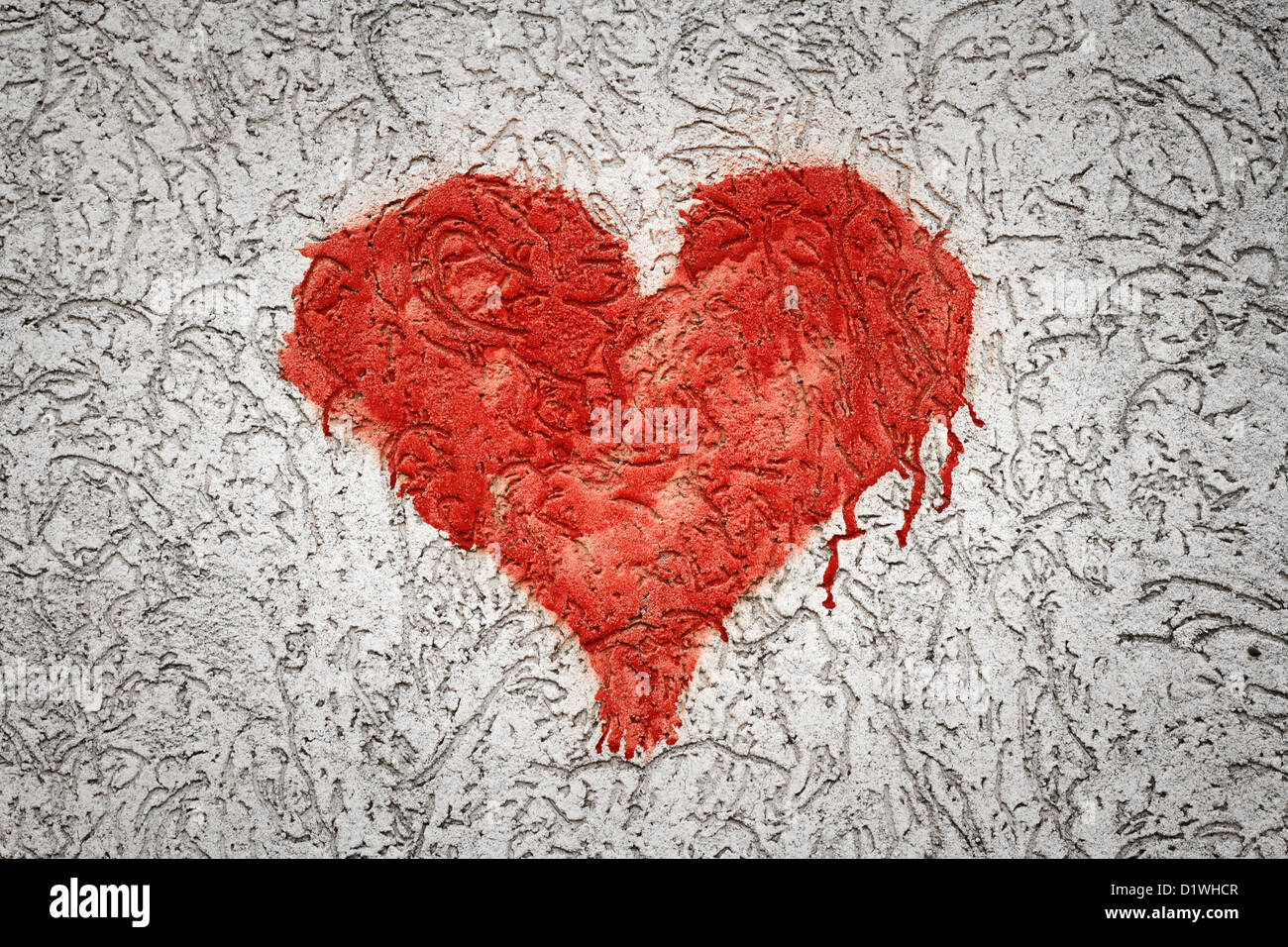 Red heart shape painted on wall Stock Photo - Alamy