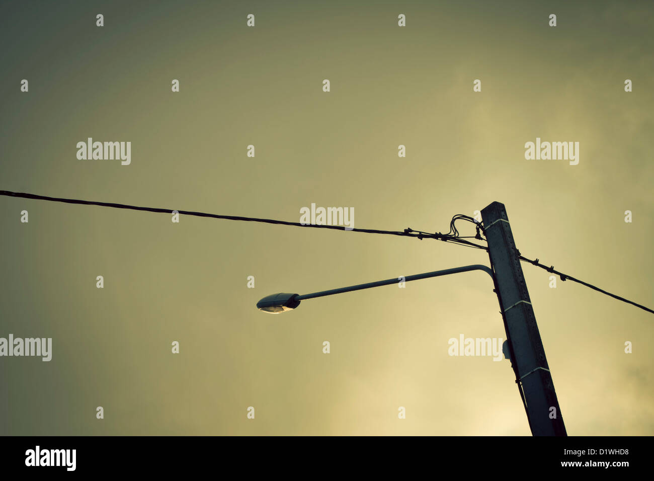 Street lamp with power lines Stock Photo - Alamy
