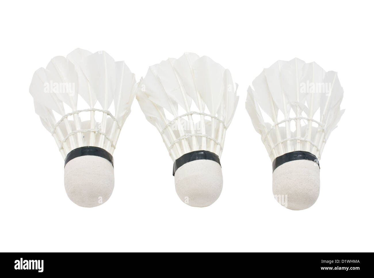 Three shuttlecocks isolated on white background Stock Photo - Alamy