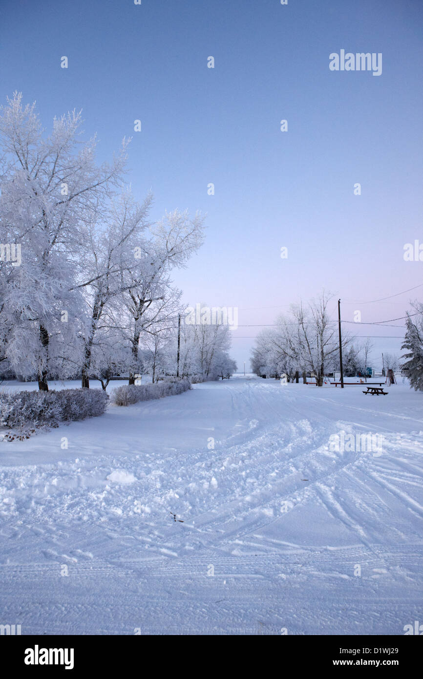 snow covered street in small rural farming community village Forget ...