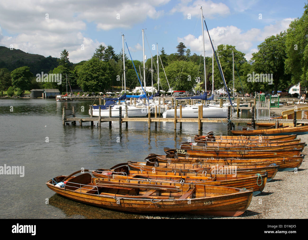 rowing boats Lake Windermere Waterhead Ambleside Cumbria England UK ...