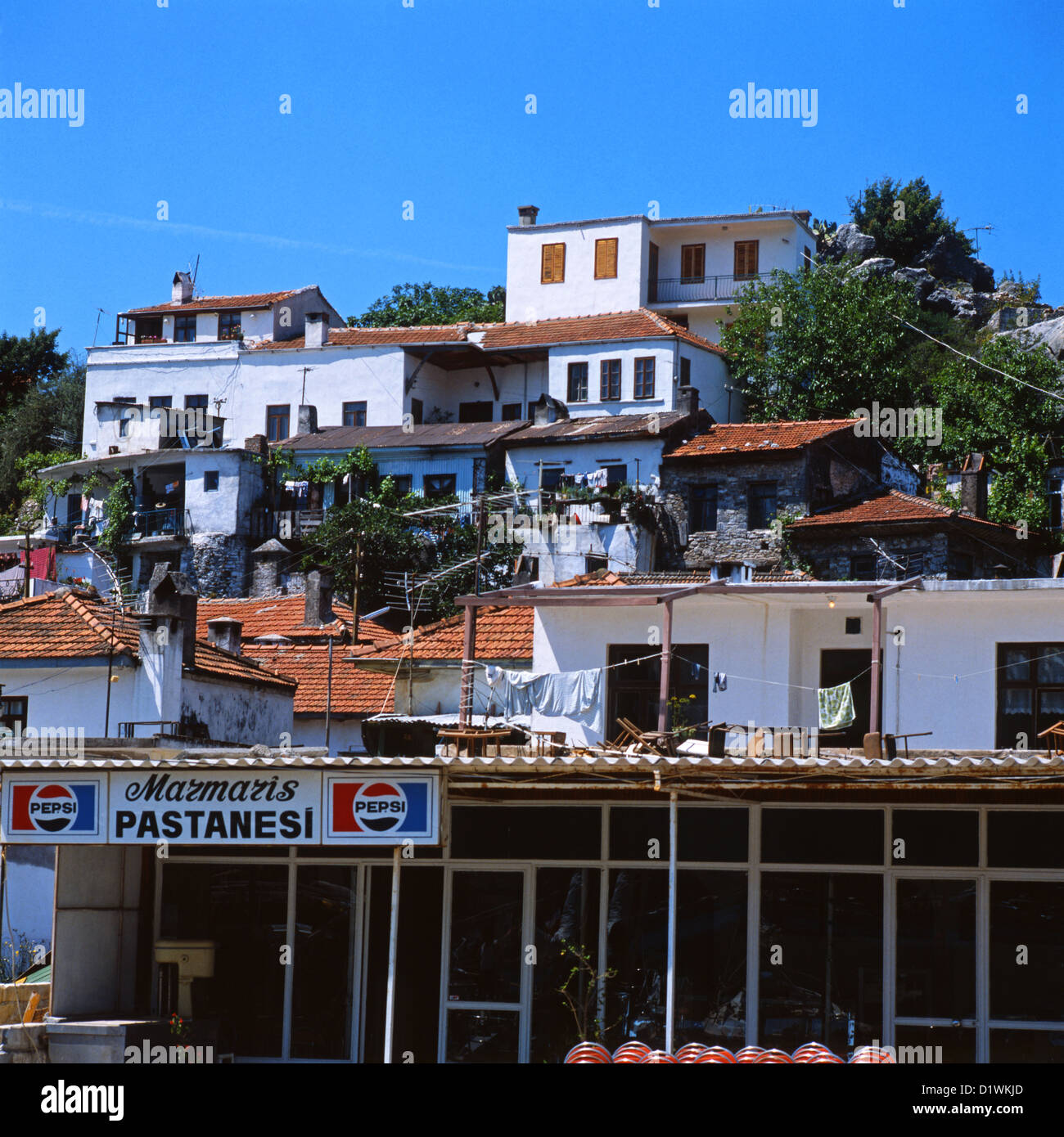 Shops and homes, Marmaris, Turkey Stock Photo - Alamy