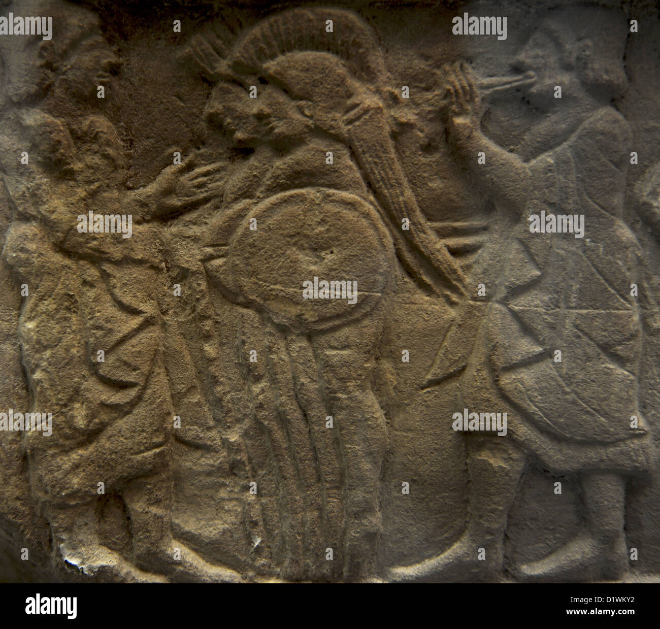 Base of Etruscan grave marker with reliefs about funerary games. Early ...