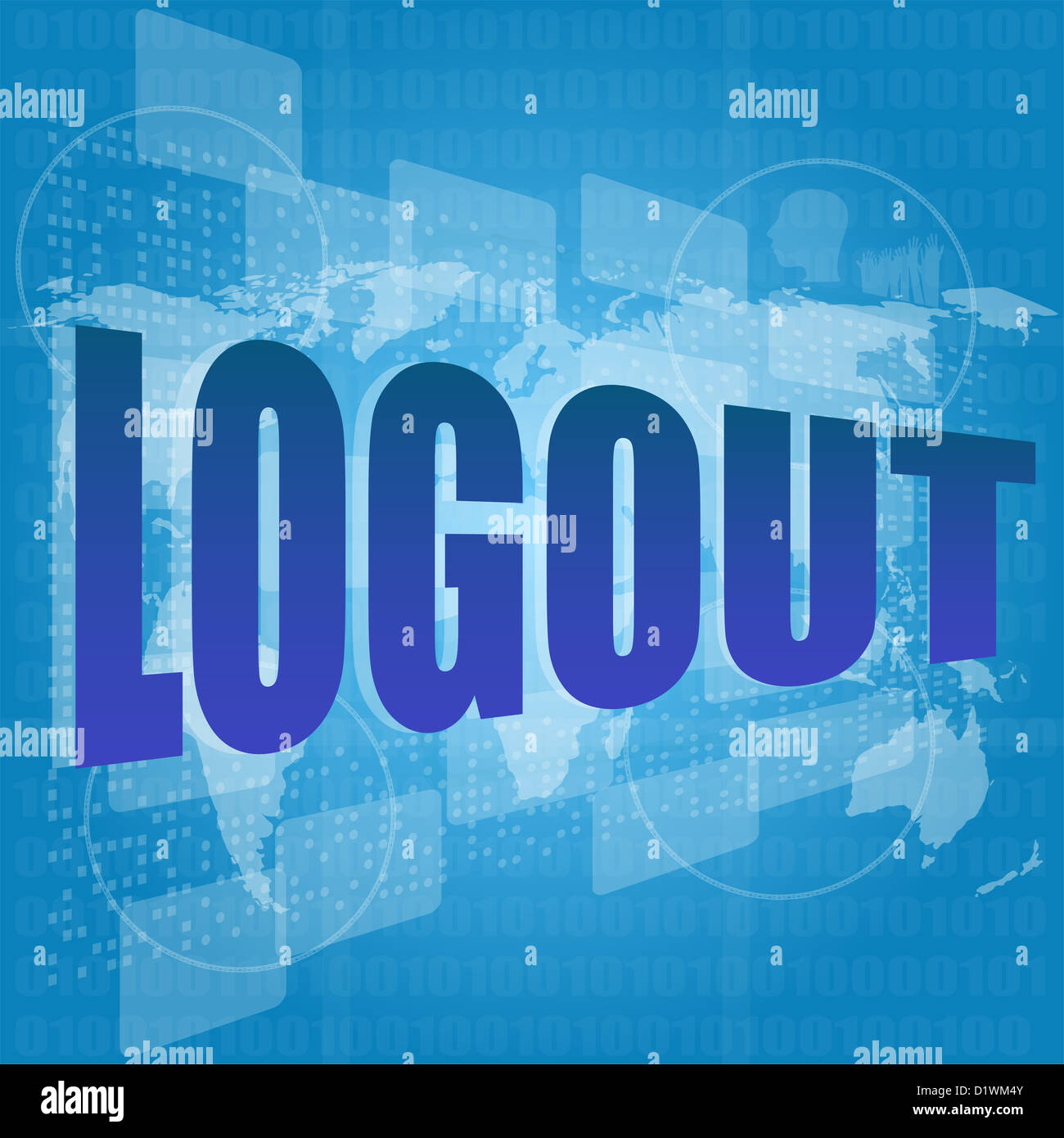 logout word on touch screen interface Stock Photo - Alamy