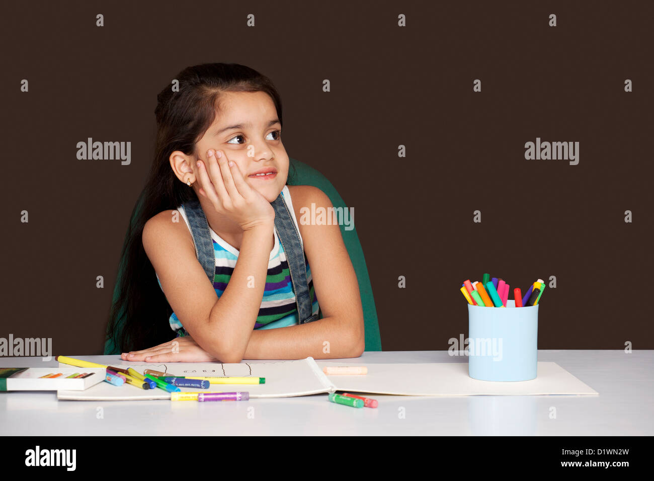 Smiling girl lost in thoughts Stock Photo - Alamy Smiling girl lost in thoughts Stock Photo - Alamy