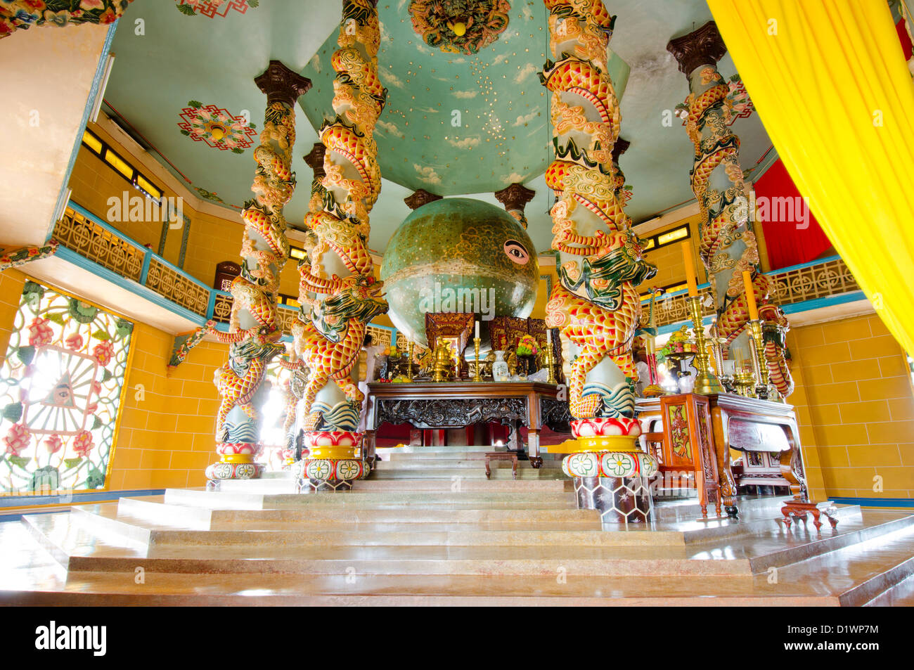 The main symbol of the Cao Dai religion, an eye over a globe that ...