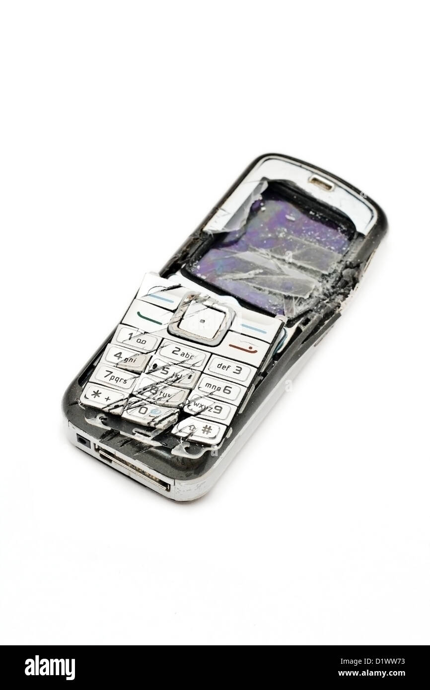 Smashed cellular phone Stock Photo - Alamy