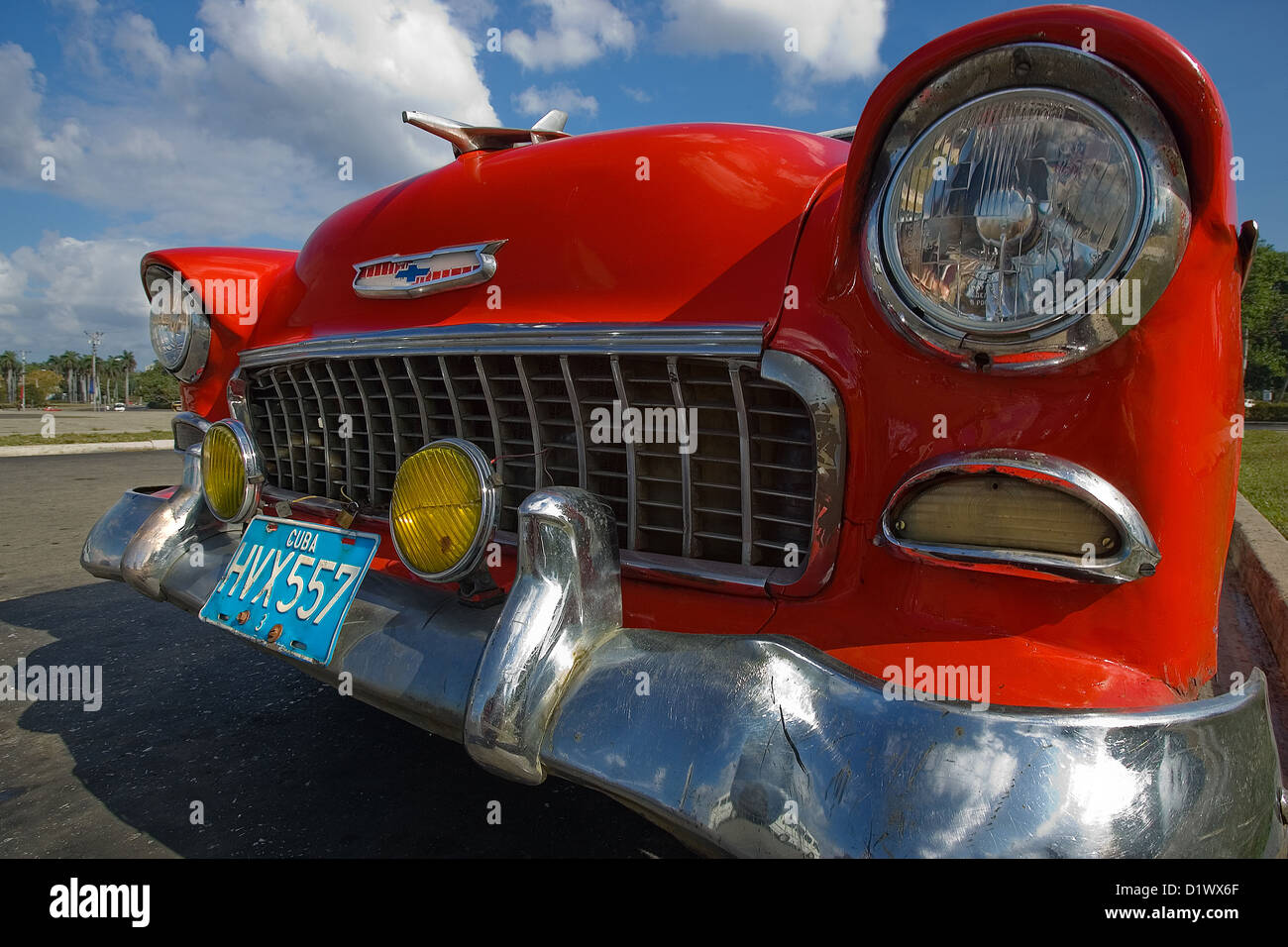 Classic Chevrolet Bel Air car at the streets of Old Havana, Cuba Stock ...