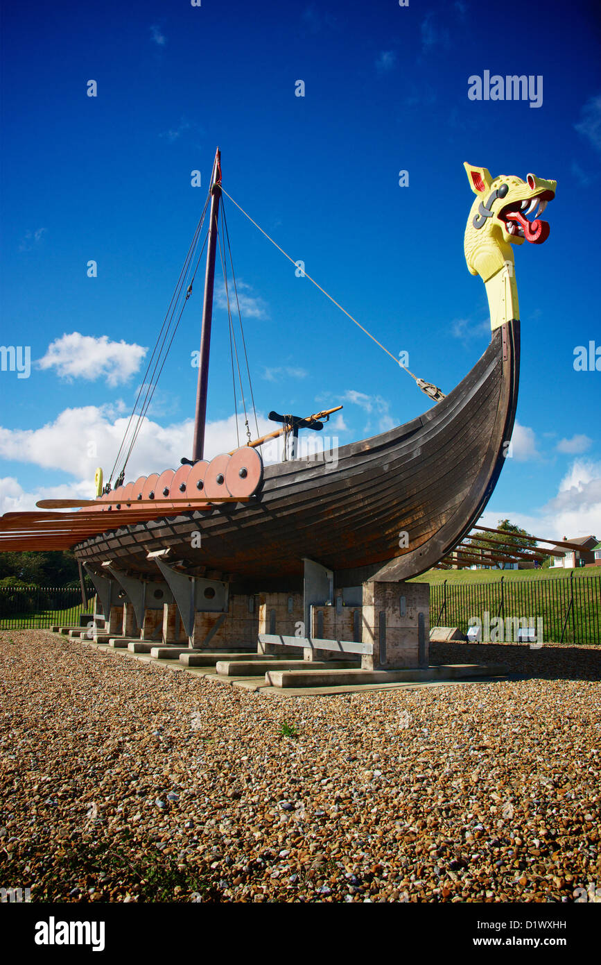 Pegwell Bay Kent UK Replica Viking Ship Stock Photo - Alamy