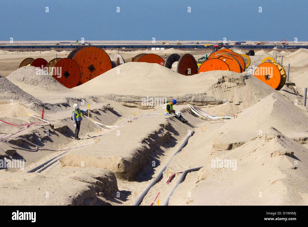 New land. Construction site of Maasvlakte 2, the expansion of the ...