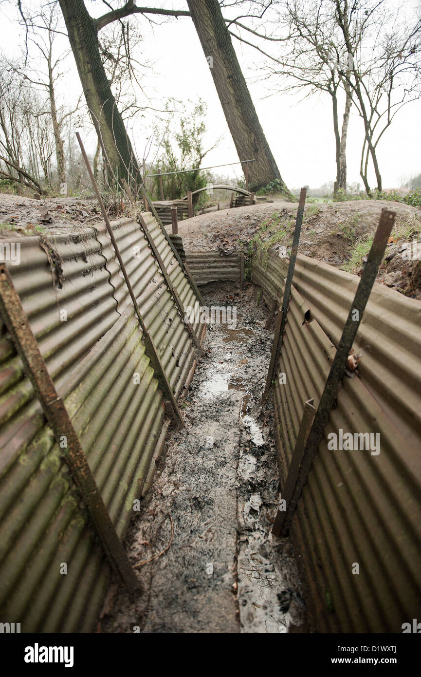 Part of the system of World War One trenches at Sanctuary Wood near ...