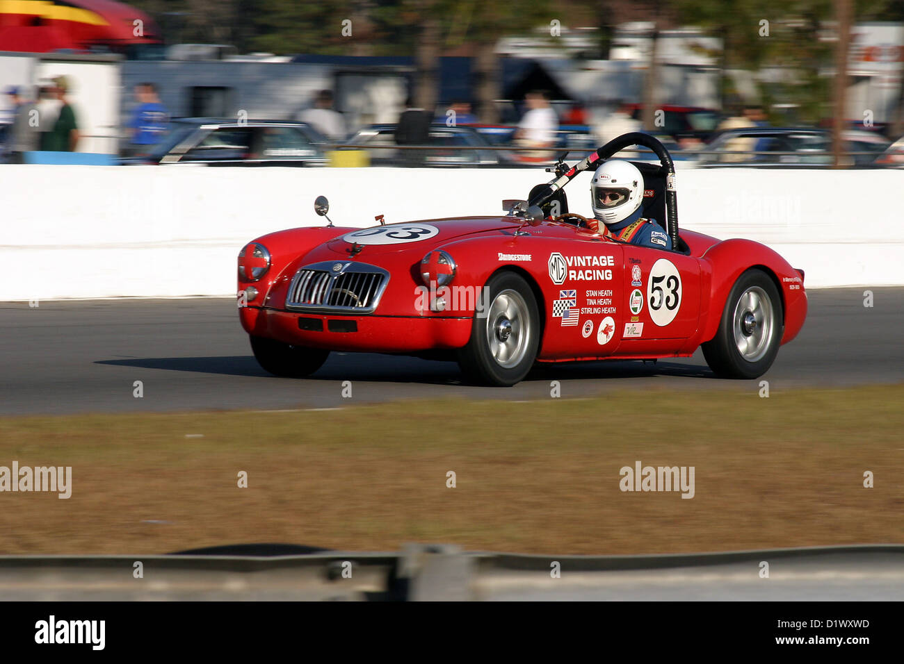 Vintage racing MGA during a VDCA event at Roebling Road Raceway, near ...
