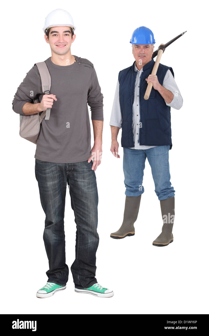 Apprentice Arriving For First Day Of Work Stock Photo Alamy